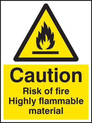 Caution Risk Of Fire - Highly Flammable Material Sign - Warning Safety ...