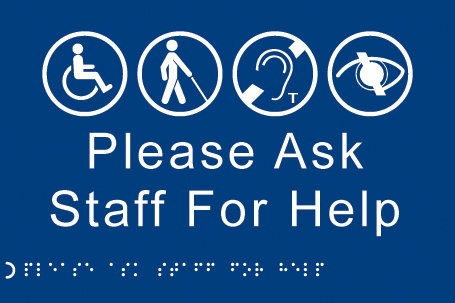 Braille - Please Ask Staff For Help Sign (UK) | Warning Safety Signs